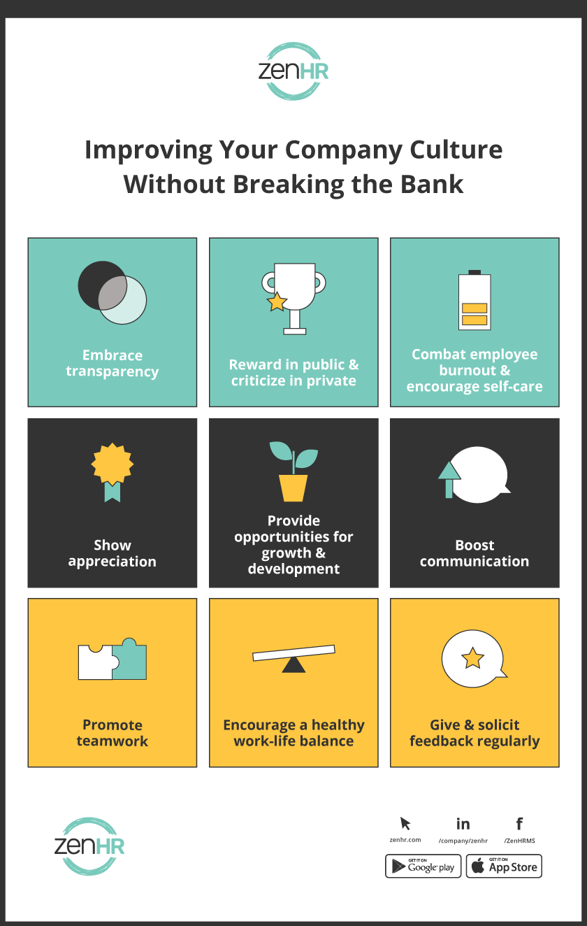 Infographic: 9 Ways to Improve Company Culture without Breaking the ...